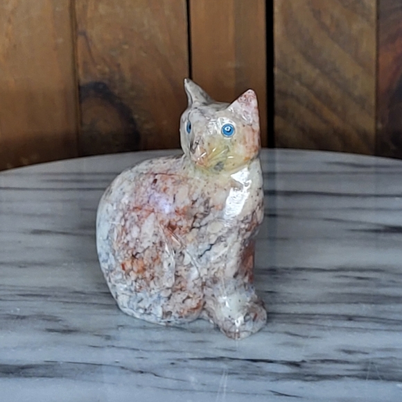 Accents | Marble Cat Figurine With Blue Eyes | Poshmark